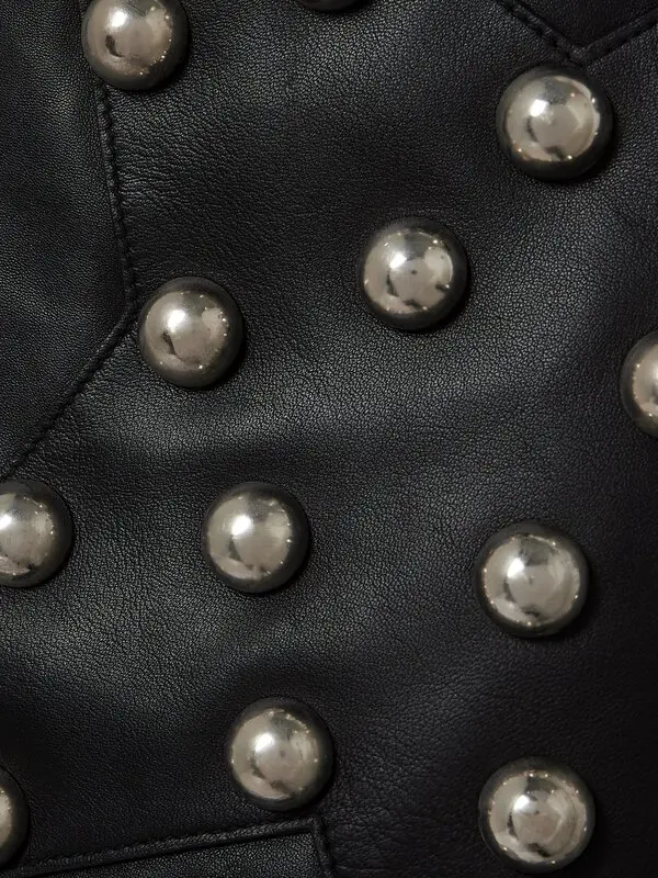 AREA Studded Leather Mini Skirt