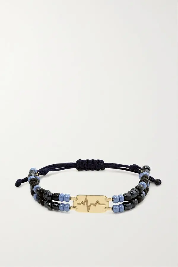 DIANE KORDAS Double Strand 18-karat Gold Beaded Bracelet - Black
