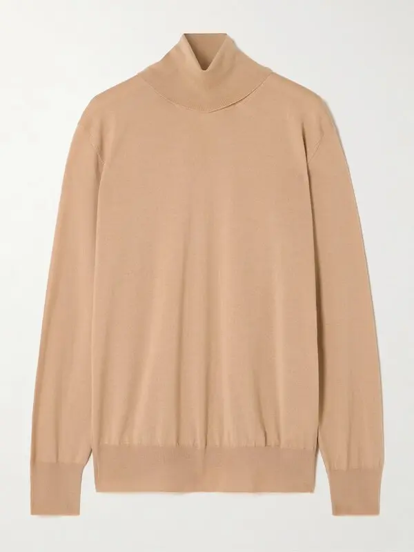 JIL SANDER Wool Turtleneck Sweater - Brown