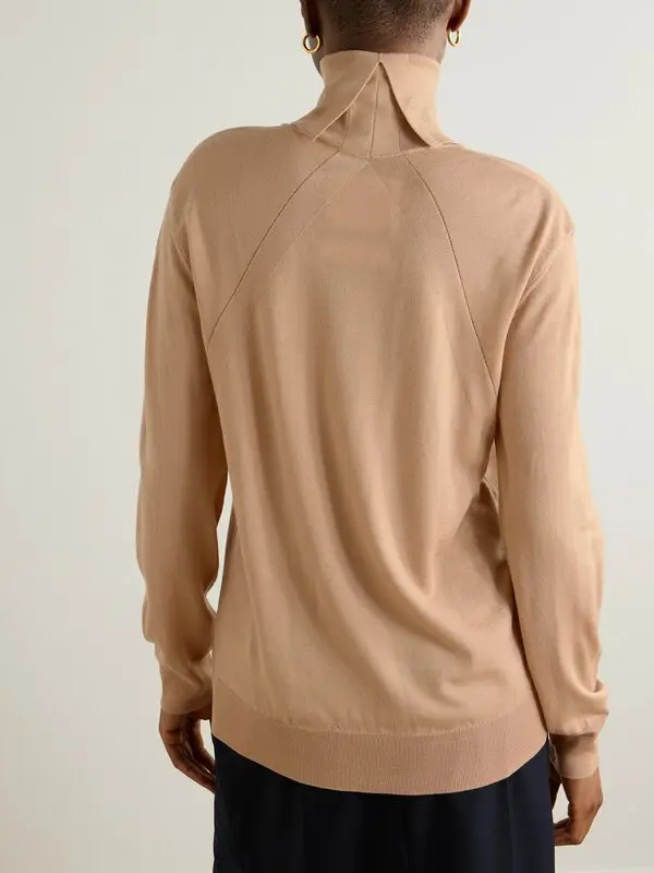 JIL SANDER Wool Turtleneck Sweater - Brown