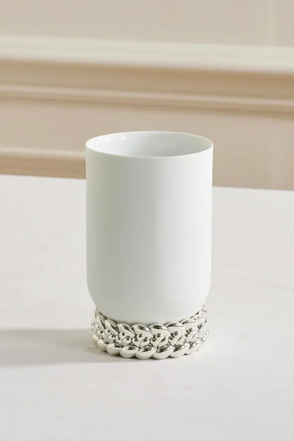 Christofle Babylone Small -plated Porcelain Vase - Silver