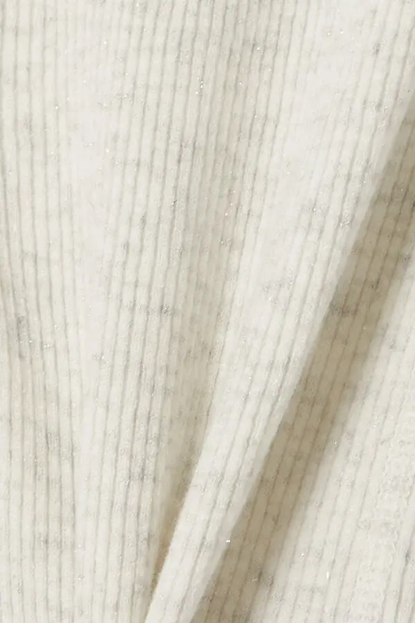 Brunello Cucinelli Cropped Metallic Ribbed-knit Leggings