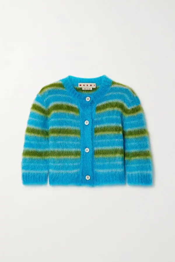 Marni Cropped Striped Mohair-blend Cardigan