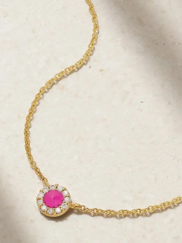 DIANE KORDAS Evil Eye Diamond Necklace - Pink
