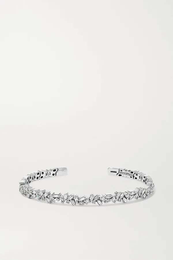 SUZANNE KALAN 18-karat Diamond 'fireworks' Cuff - Silver