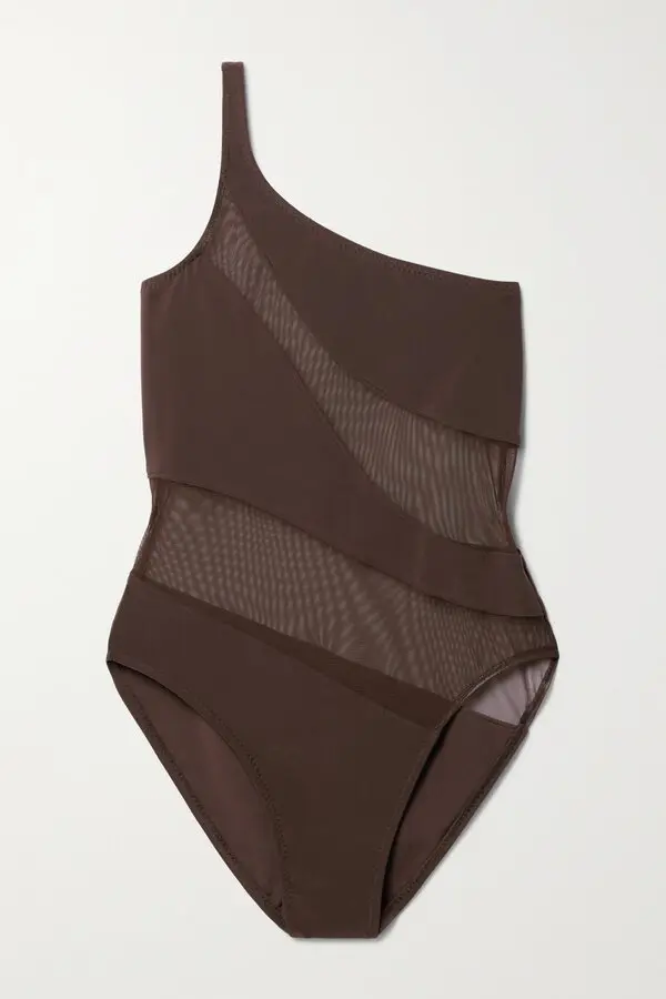 Norma Kamali Snake One-shoulder Swimsuit - Brown