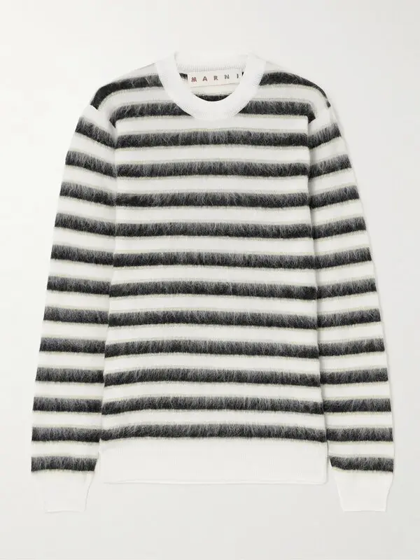 Marni Striped Wool And Mohair-blend Sweater - Brown
