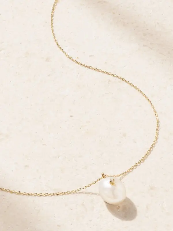 Mateo 14-karat Gold, Pearl And Diamond Necklace - Neutrals