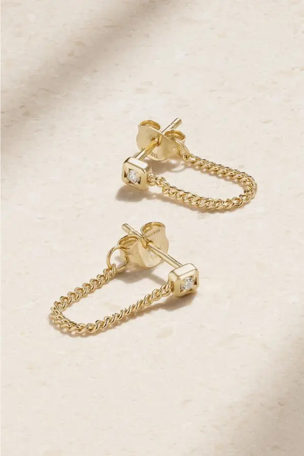 Mateo 14-karat Diamond Dangle Earrings - Gold