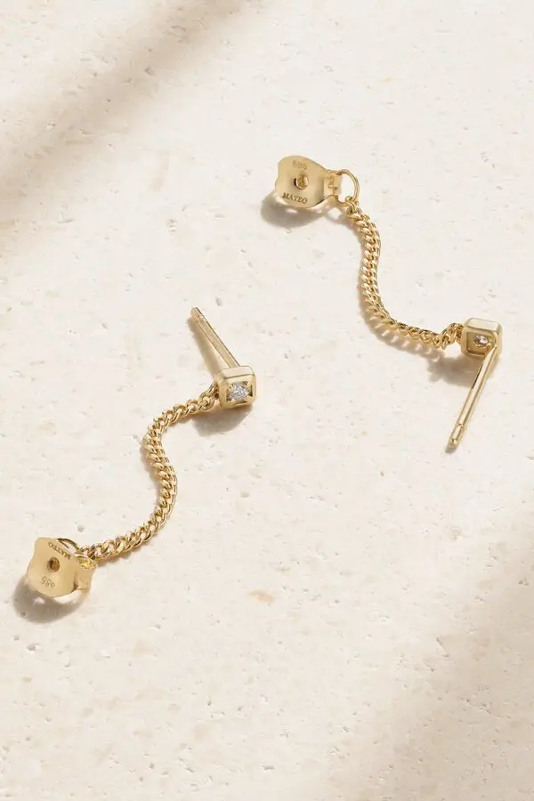 Mateo 14-karat Diamond Dangle Earrings