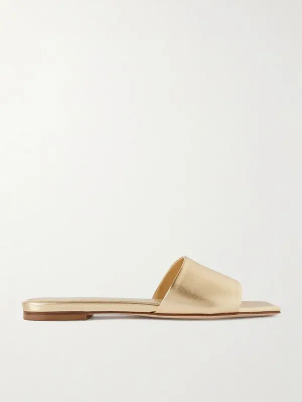 AeydĒ Anna Metallic Leather Slides