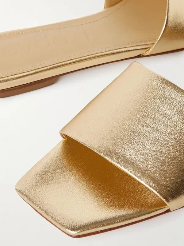 AeydĒ Anna Metallic Leather Slides