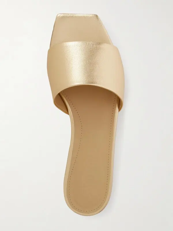 AeydĒ Anna Metallic Leather Slides