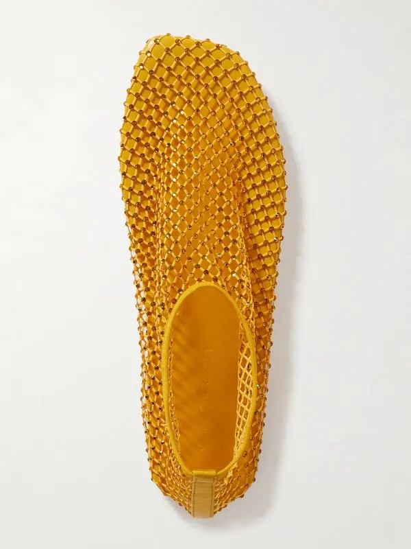 Christopher Esber Minette Crystal-embellished Mesh Ballet Flats - Orange