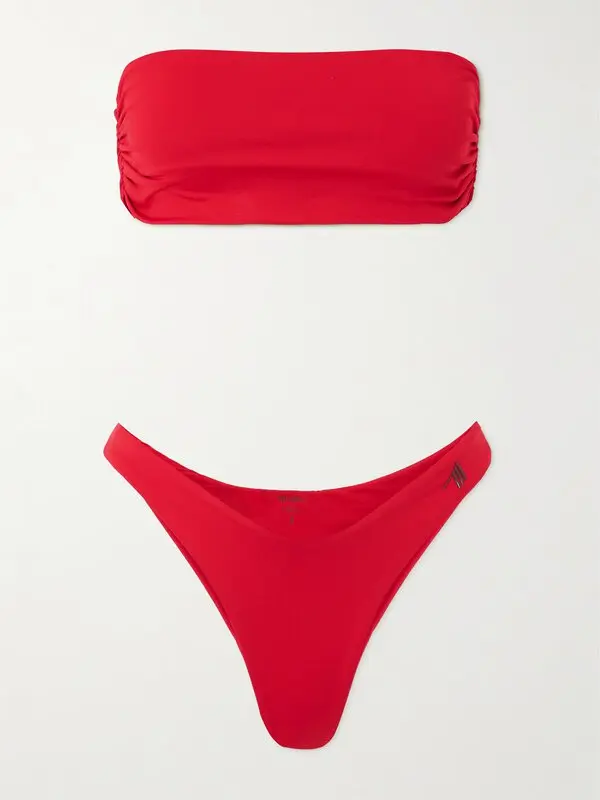 Attico Ruched Bandeau Two-piece Bikini - Red