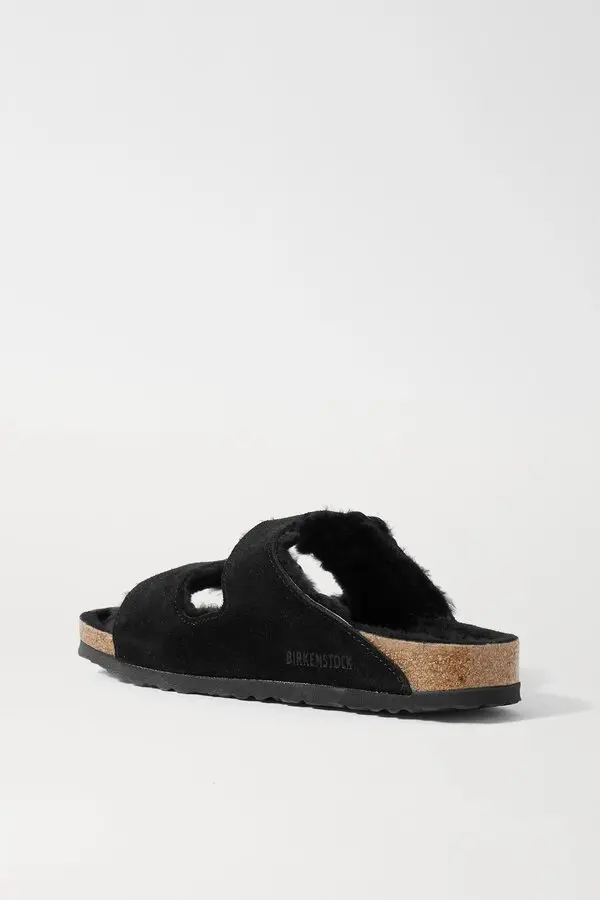 BIRKENSTOCK Arizona Shearling-lined Suede Sandals - Black