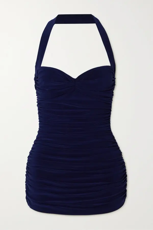 Norma Kamali Bill Mio Halterneck Swimsuit - Blue