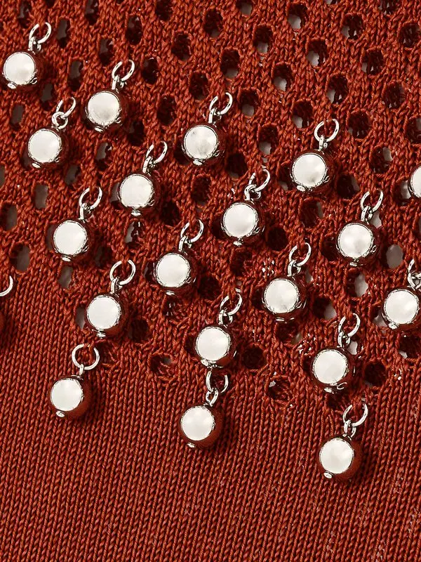 Rabanne Bead-embellished Open-knit Tank
