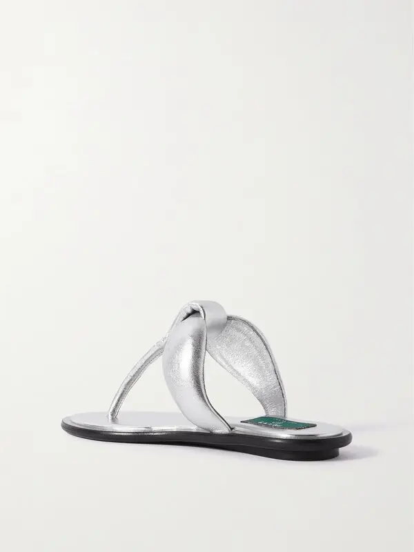 Emilio Pucci Padded Metallic Leather Thong Sandals