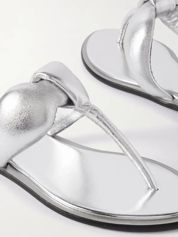 Emilio Pucci Padded Metallic Leather Thong Sandals