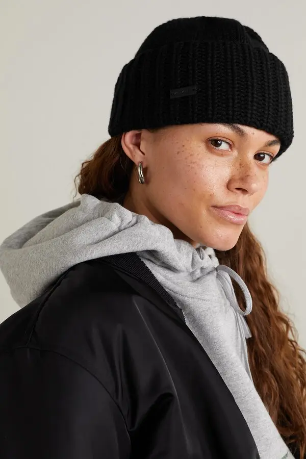 Saint Laurent Ribbed Cashmere Beanie - Black