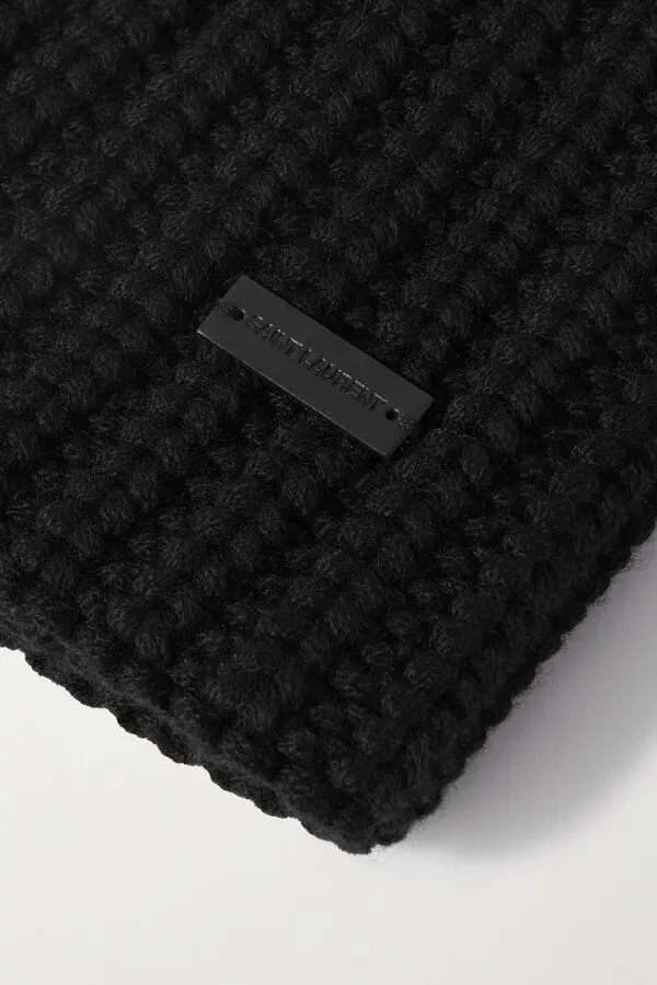 Saint Laurent Ribbed Cashmere Beanie - Black