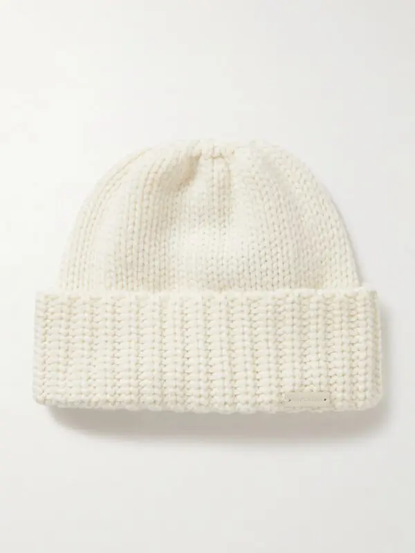 Saint Laurent Ribbed Cashmere Beanie - Off-white