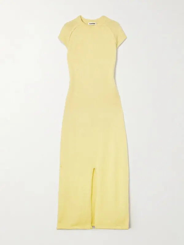 JIL SANDER Wool, Mohair And Silk-blend Maxi Dress - Yellow
