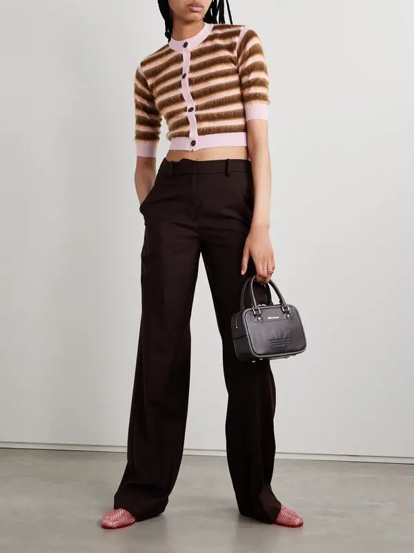 Marni Striped Mohair-blend Trimmed Wool Cardigan