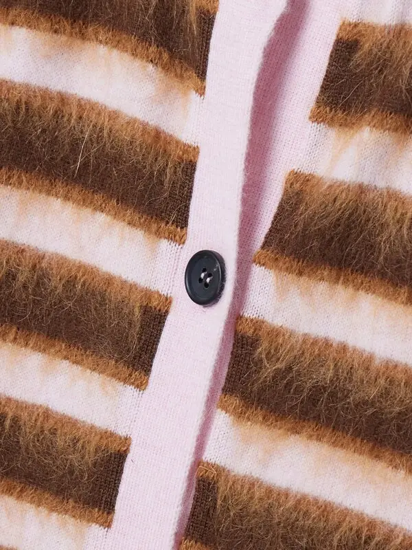 Marni Striped Mohair-blend Trimmed Wool Cardigan