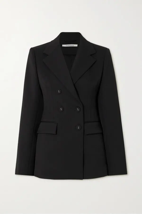Another Tomorrow Double-breasted Wool-blend Twill Blazer