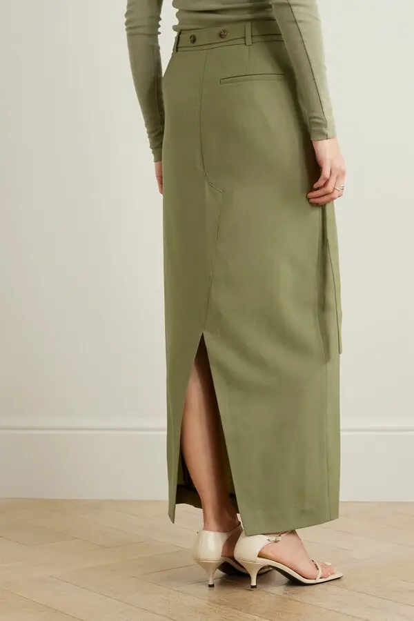 RÓHE Belted Wool Maxi Skirt