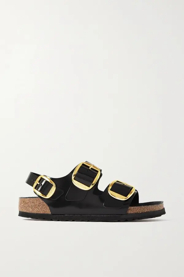 BIRKENSTOCK Milano Glossed-leather Slingback Sandals