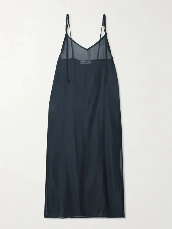 THE FRANKIE SHOP Madeline Voile Midi Dress - Blue