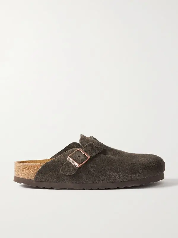 BIRKENSTOCK Boston Suede Clogs - Brown