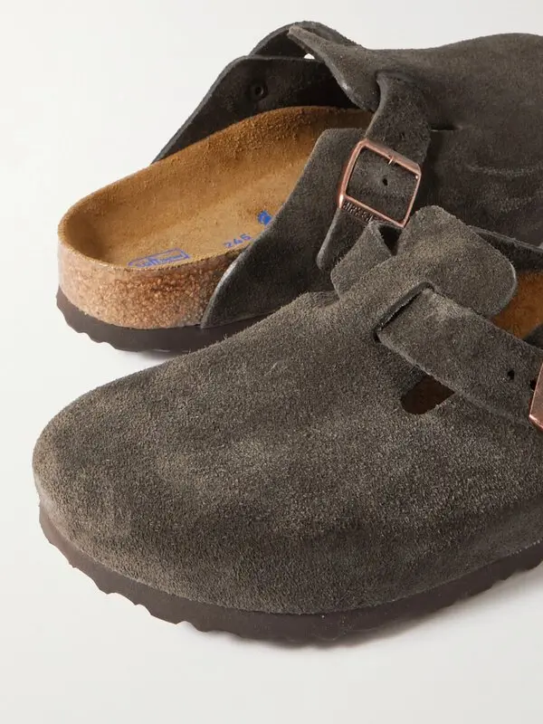 BIRKENSTOCK Boston Suede Clogs - Brown