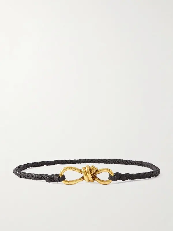 Bottega Veneta Intrecciato Leather Belt - Brown