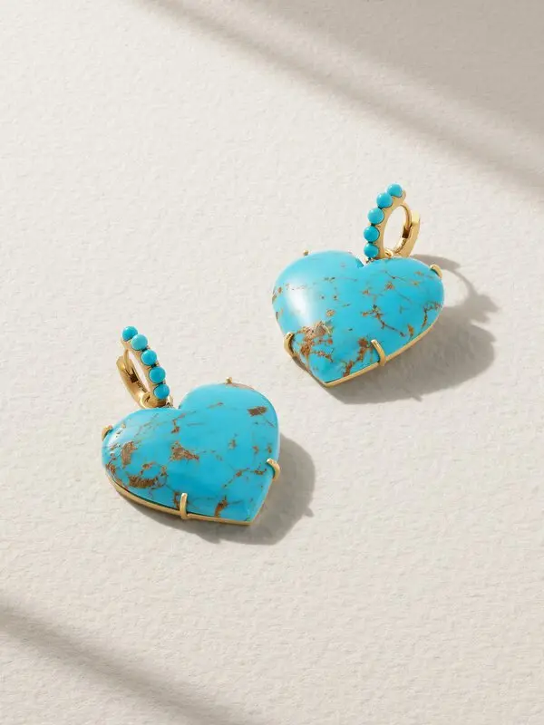 Irene Neuwirth Love 18-karat Turquoise And Diamond Hoop Earrings - Gold