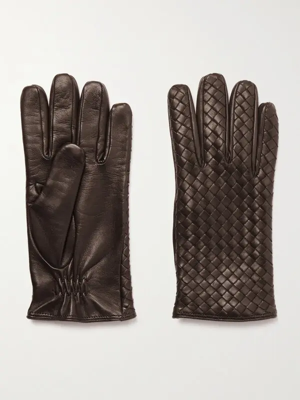 Bottega Veneta Intrecciato Leather Gloves - Brown