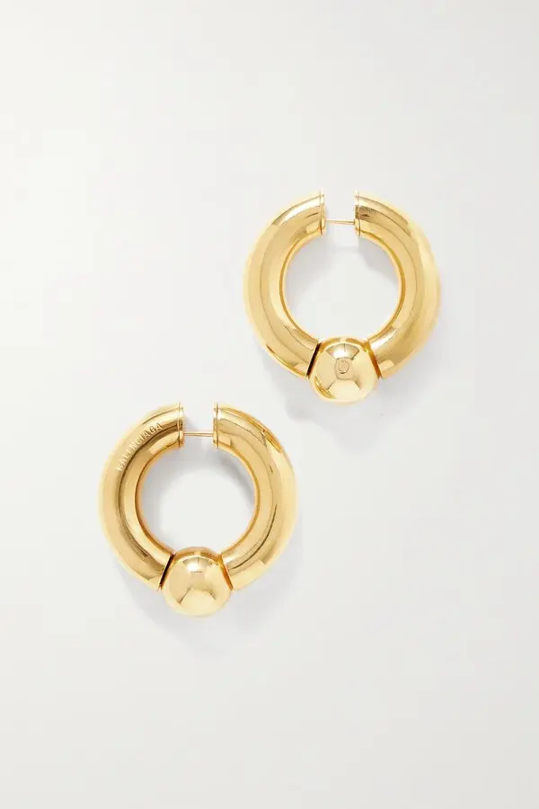 Balenciaga Mega -tone Hoop Earrings - Gold