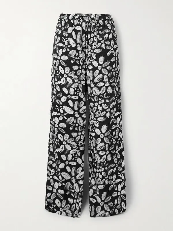 Marni Printed Crepe Straight-leg Pants - Black