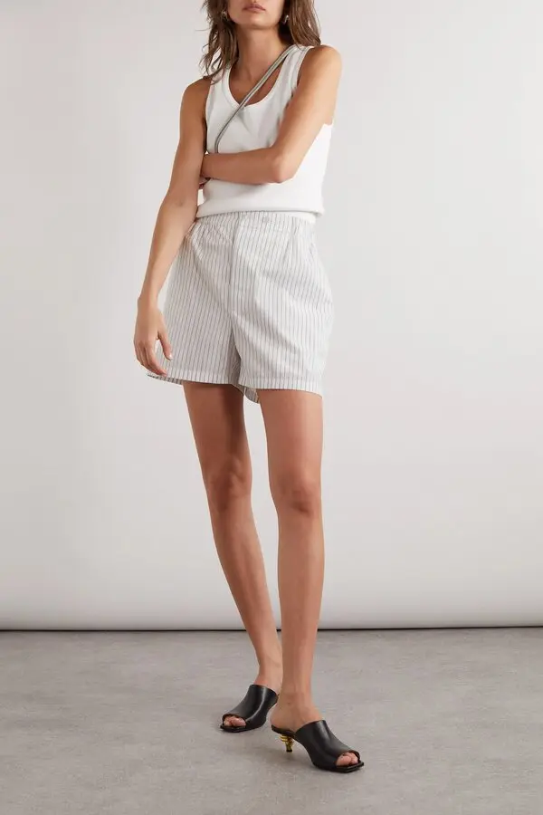 Bottega Veneta Pinstriped Cotton-poplin Shorts