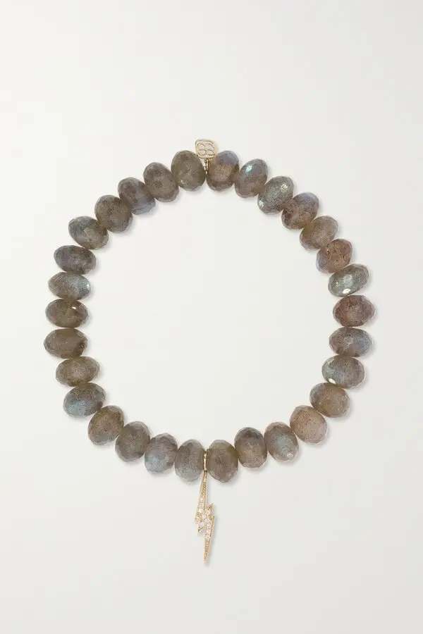 SYDNEY EVAN Lightning Bolt Labradorite And Diamond Bracelet - Brown