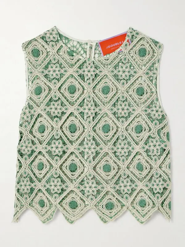 La DoubleJ Aria Cropped Macramé Tank