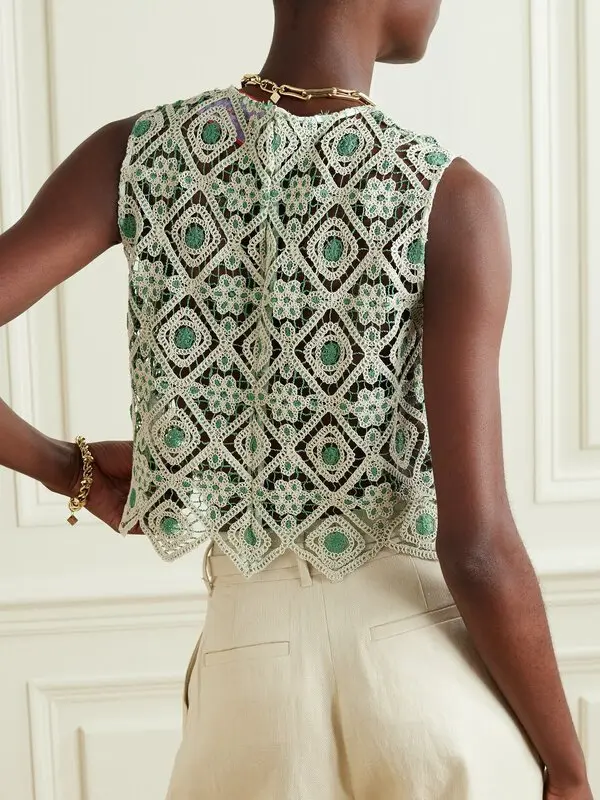 La DoubleJ Aria Cropped Macramé Tank