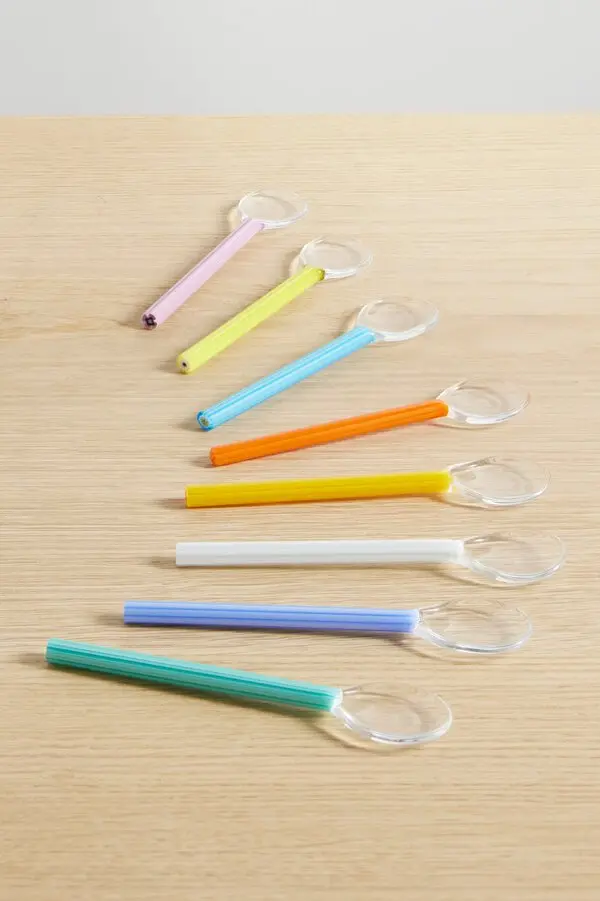 YALI GLASS Primavera Set Of Eight Glass Gelato Spoons - Multi