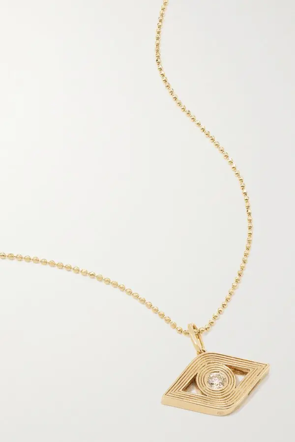 SYDNEY EVAN Extra Large Evil Eye Diamond Necklace - Gold