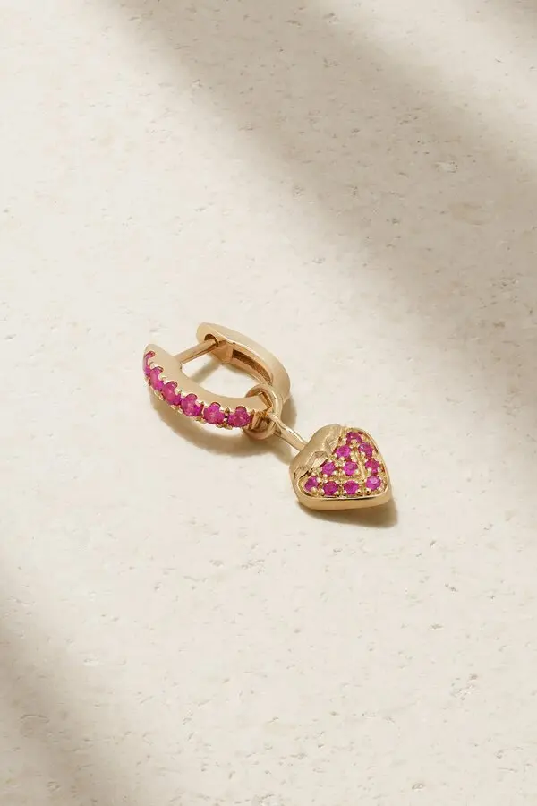 ROXANNE FIRST Dangly 14-karat Sapphire And Ruby Single Earring - Gold