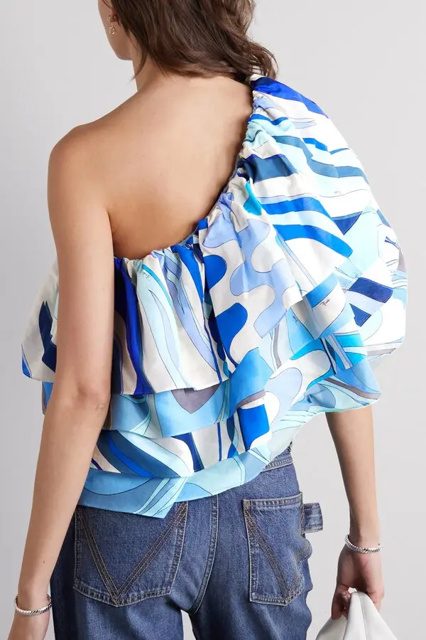 Emilio Pucci One-shoulder Printed Top