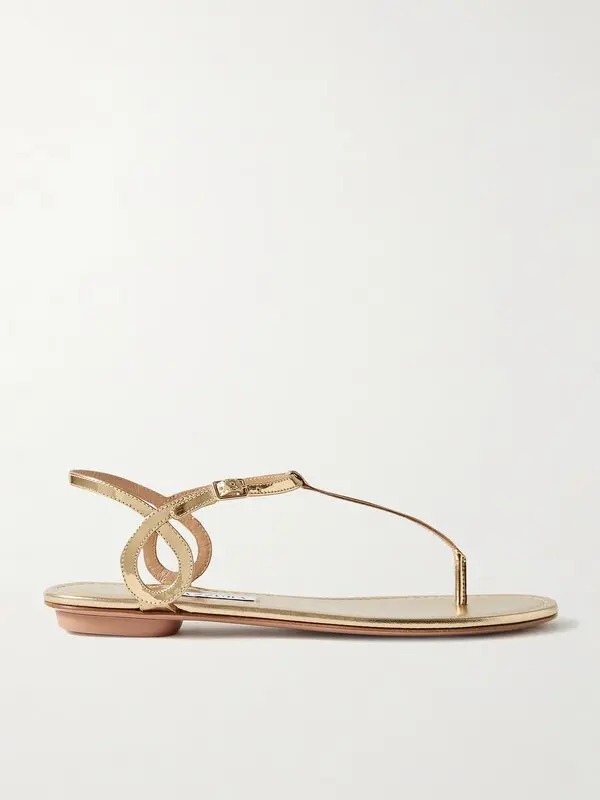 AQUAZZURA Almost Bare Metallic Leather Sandals - Gold